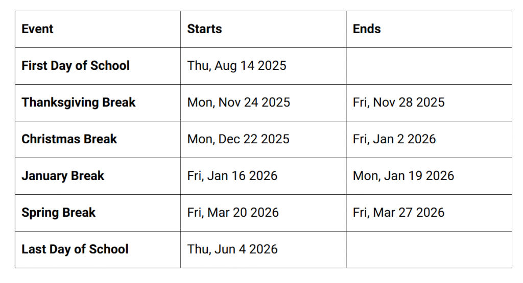 Miami Dade County School Calendar 2025-2026 & PDF